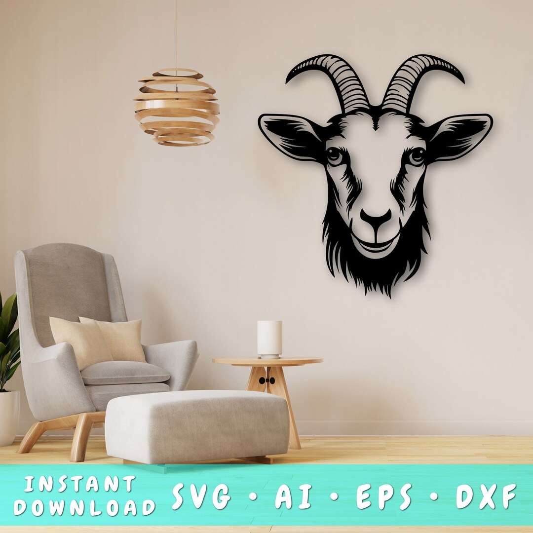 Goat Laser SVG Cut File, Goat Wall Art SVG, DXF, Eps, Goat Vector Cut ...