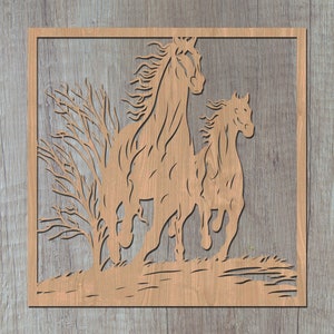Horses Laser SVG Cut File, Horses Wall Art SVG, DXF, Eps, Horse Vector ...