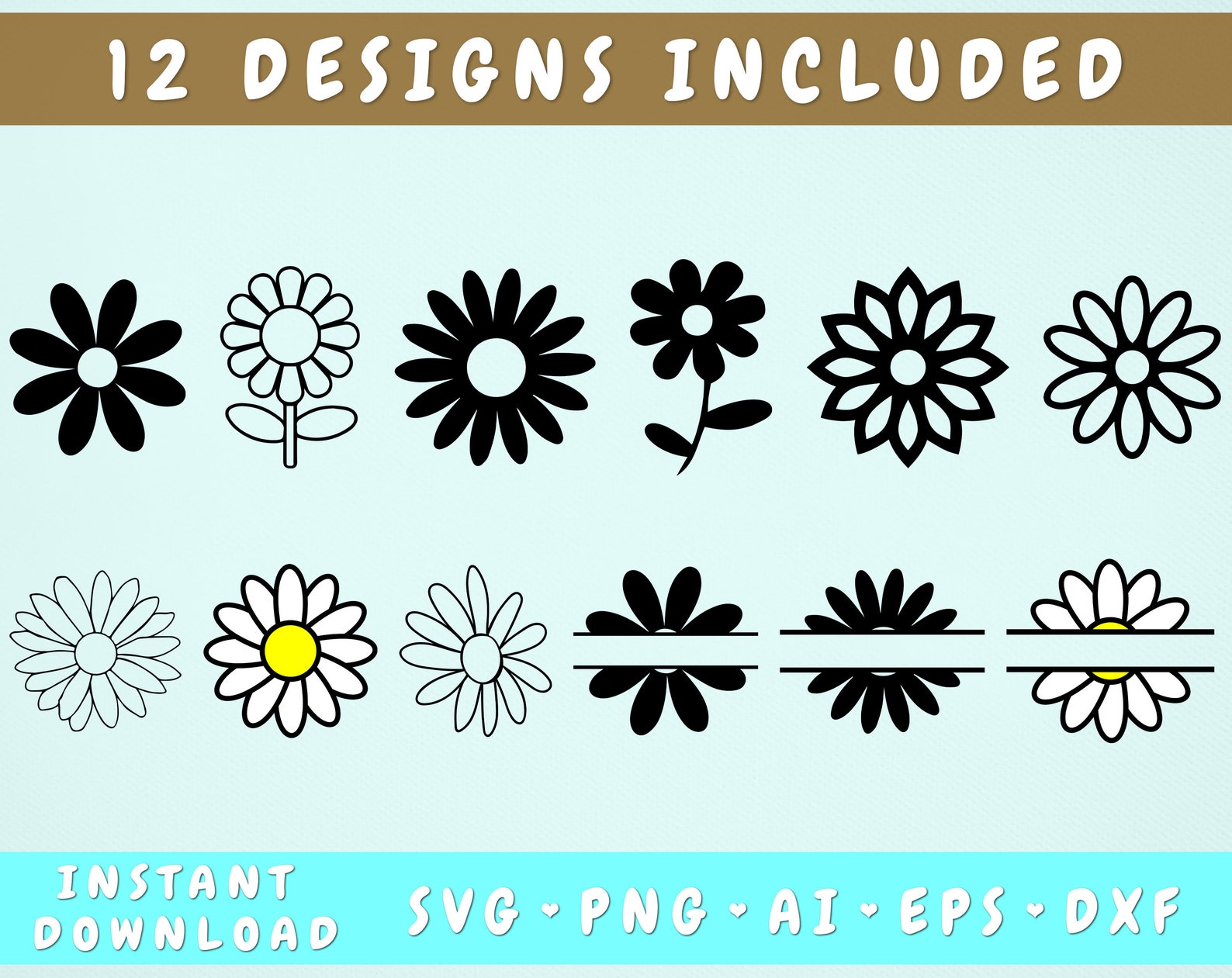 Daisy SVG Bundle 12 Designs Daisy Cricut Cut Files Instant | Etsy