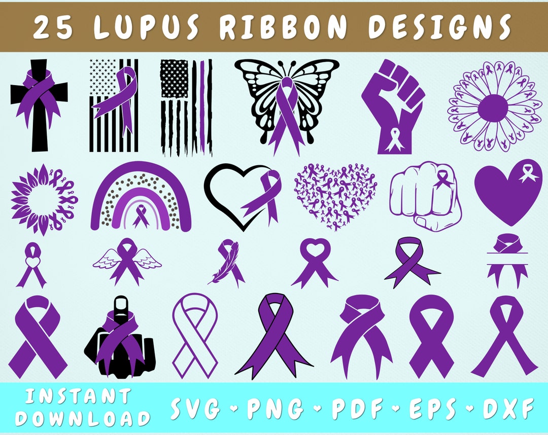 Lupus Ribbon SVG Bundle, 25 Designs, Lupus Clipart, Lupus Sunflower SVG ...