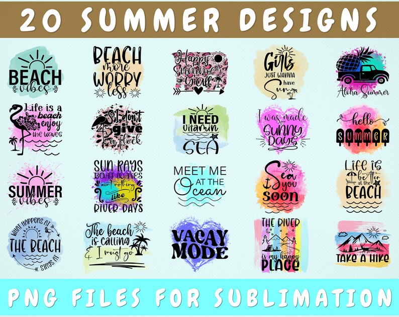 Summer Sublimation Designs Bundle 20 Designs Summer PNG - Etsy