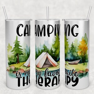Camping Tumbler Wraps Bundle, 5 Designs, 20oz Skinny Tumbler PNG Files ...