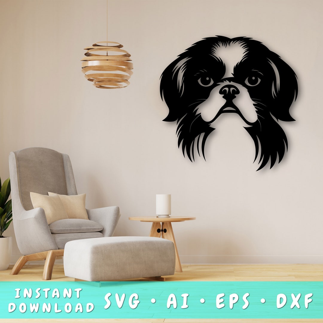 Japanese Chin Laser SVG Cut File, Japanese Chin Wall Art SVG, DXF, Eps ...
