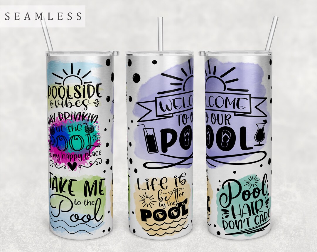 Pool Quotes Tumbler Wrap, 20oz Skinny Tumbler PNG File, Seamless ...