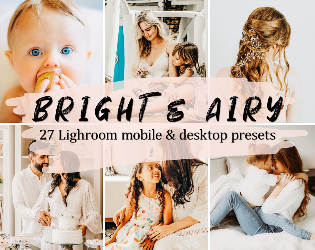 27 Bright Airy Lightroom Presets, Mobile & Desktop Lightroom Presets, Natural Lightroom Filters ...