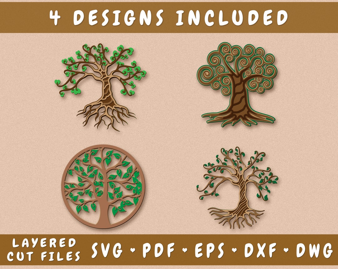 Tree of Life 3D SVG Bundle, Layered Family Tree SVG Cut Files, Tree of ...