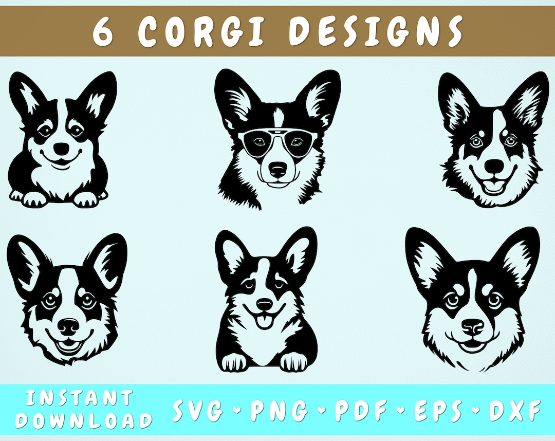 Corgi SVG Bundle, 6 Designs, Corgi Cut Files, Corgi Clipart, Corgi PNG ...