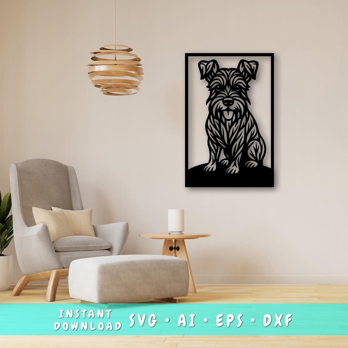 Miniature Schnauzer Laser Cut SVG, Dog Wall Art SVG DXF, Panel Design ...