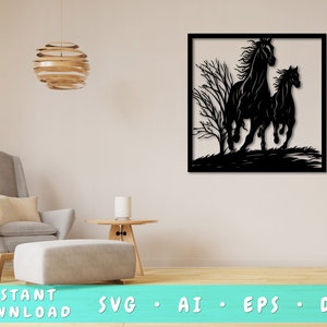Horses Laser SVG Cut File Horses Wall Art SVG DXF Eps - Etsy