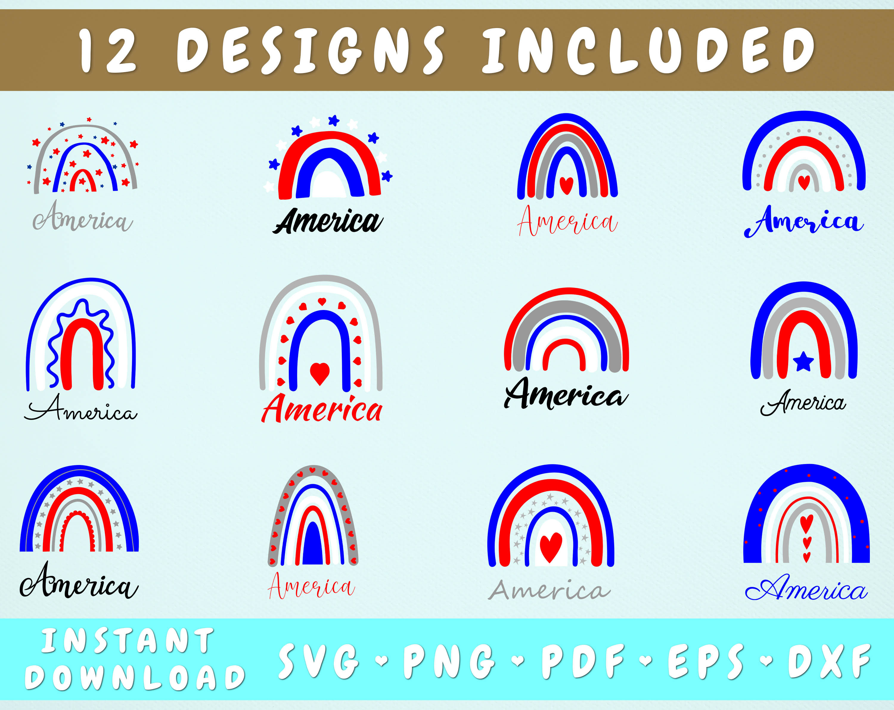 12 Rainbow America Layered SVG Bundle Rainbow America Png | Etsy