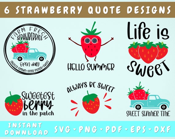 Strawberry Quotes SVG Bundle 6 Designs Strawberry Sayings - Etsy