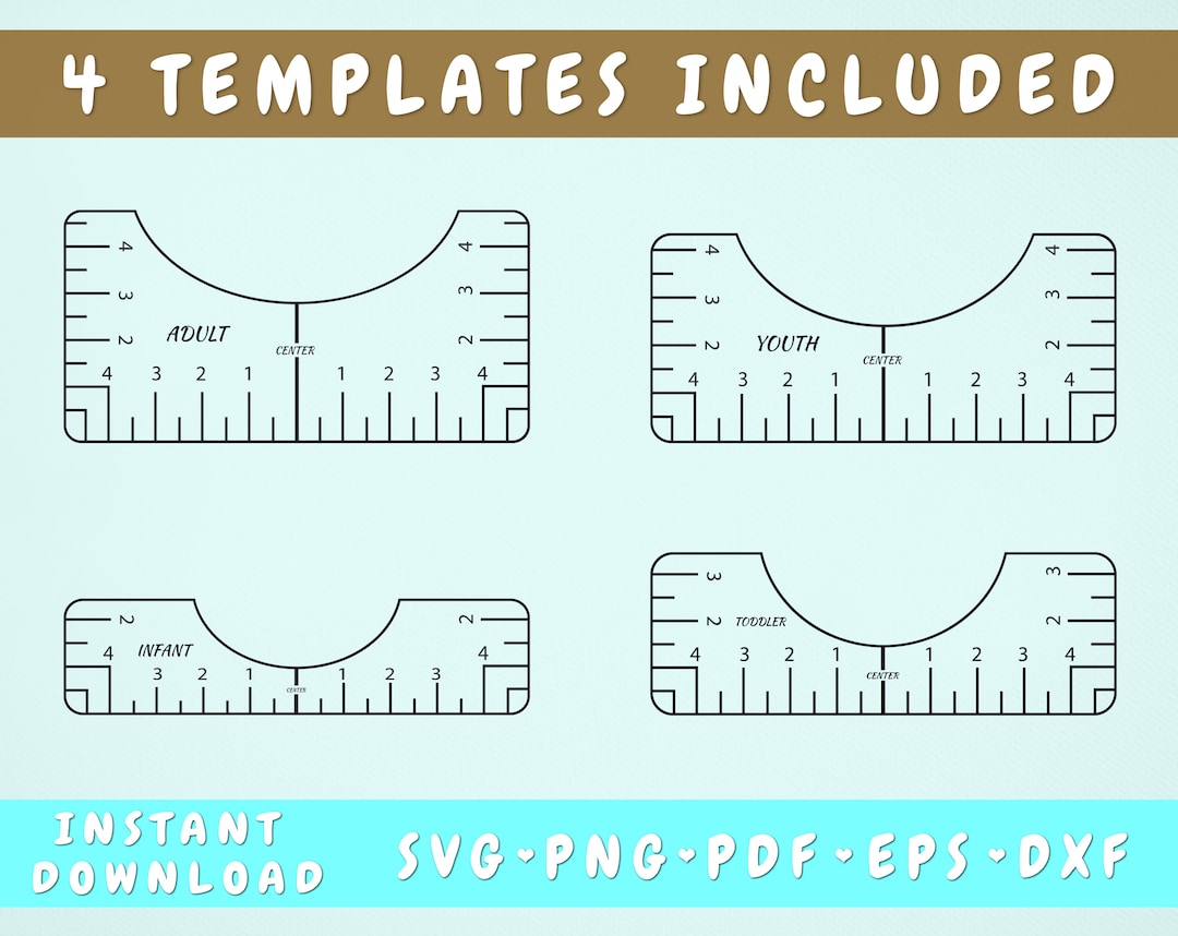 Tshirt Ruler SVG Bundle - 4 Templates, T Shirt Alignment Tool Svg, Png ...