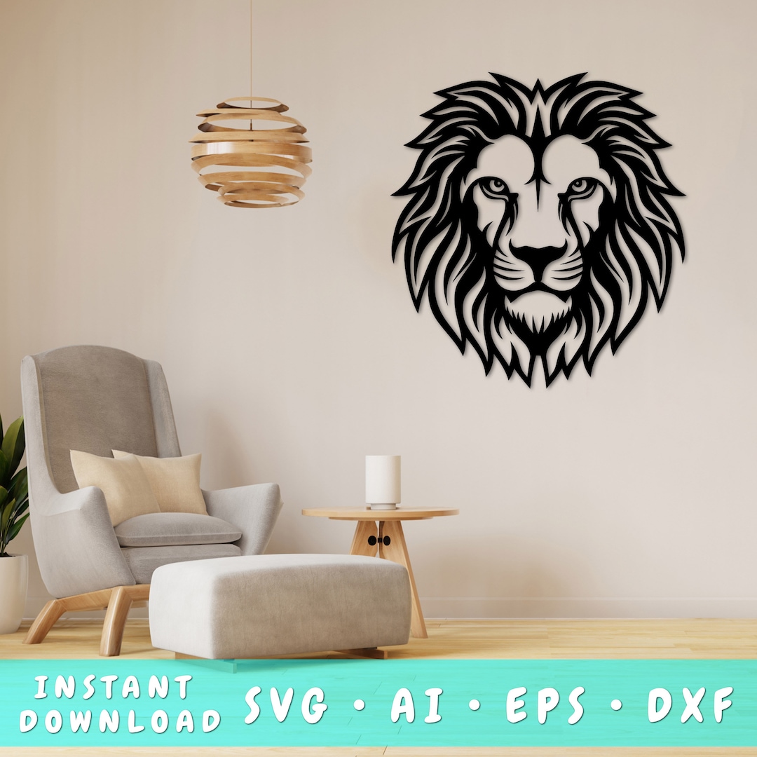 Lion Laser SVG Cut File, Lion Wall Art SVG, DXF, Eps, Lion Vector Cut File, Lion Laser Ready Svg ...