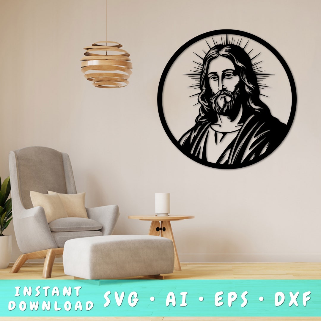 Jesus Christ Laser SVG Cut File, Jesus Wall Art SVG, DXF, Eps, Jesus ...