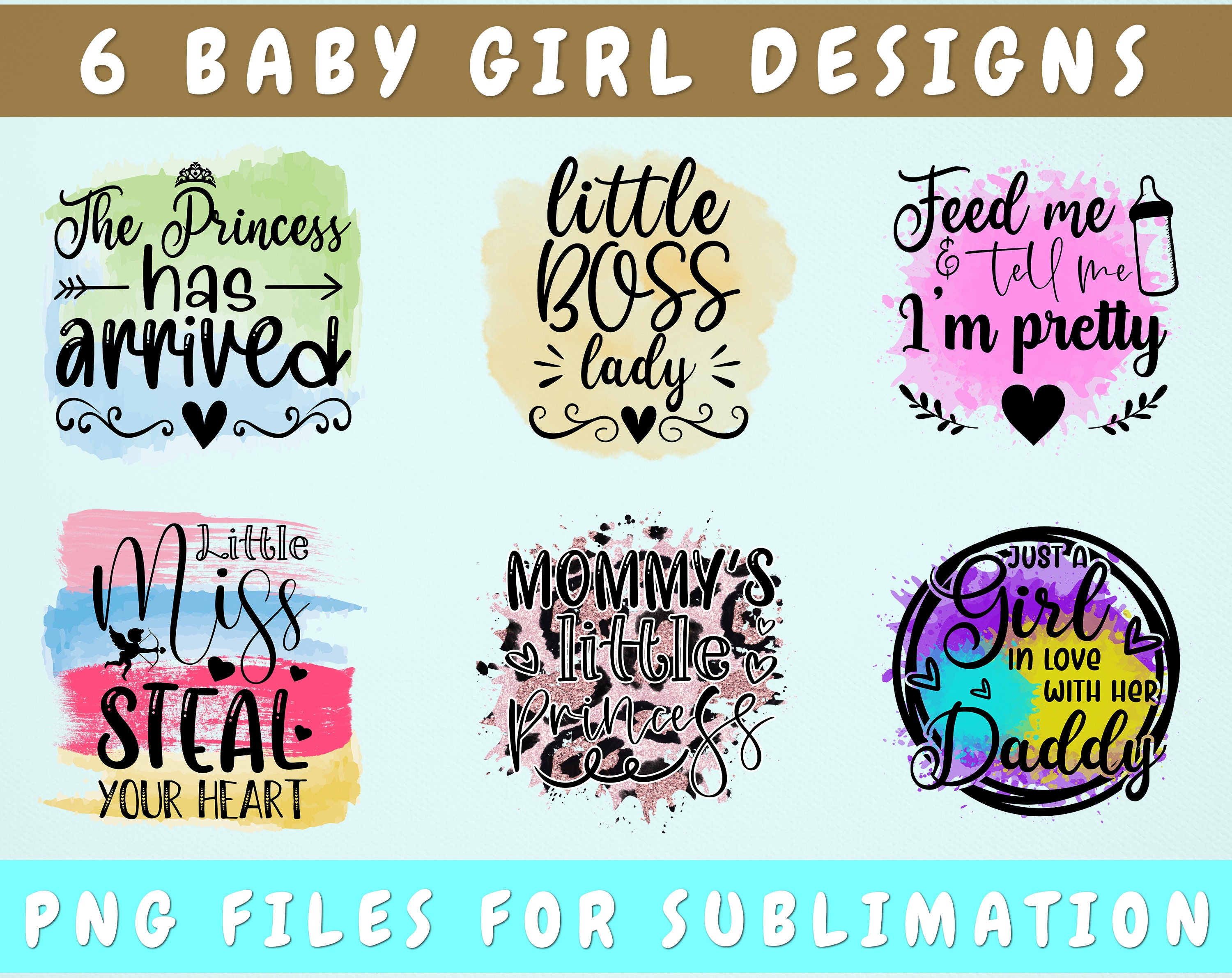 Baby Girl Sublimation Designs Bundle 6 Baby Girl PNG Files - Etsy