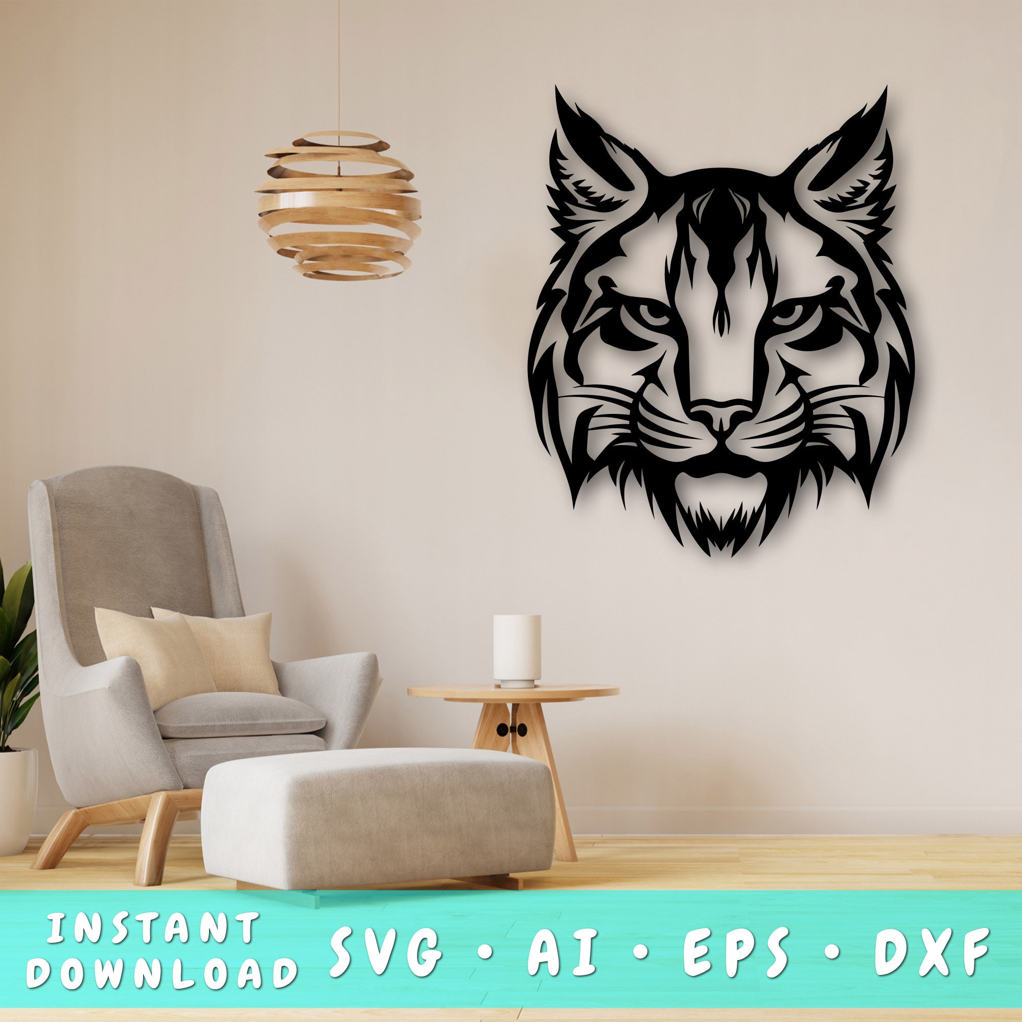 Bobcat Laser SVG Cut File, Bobcat Wall Art SVG, DXF, Eps, Bobcat Vector ...