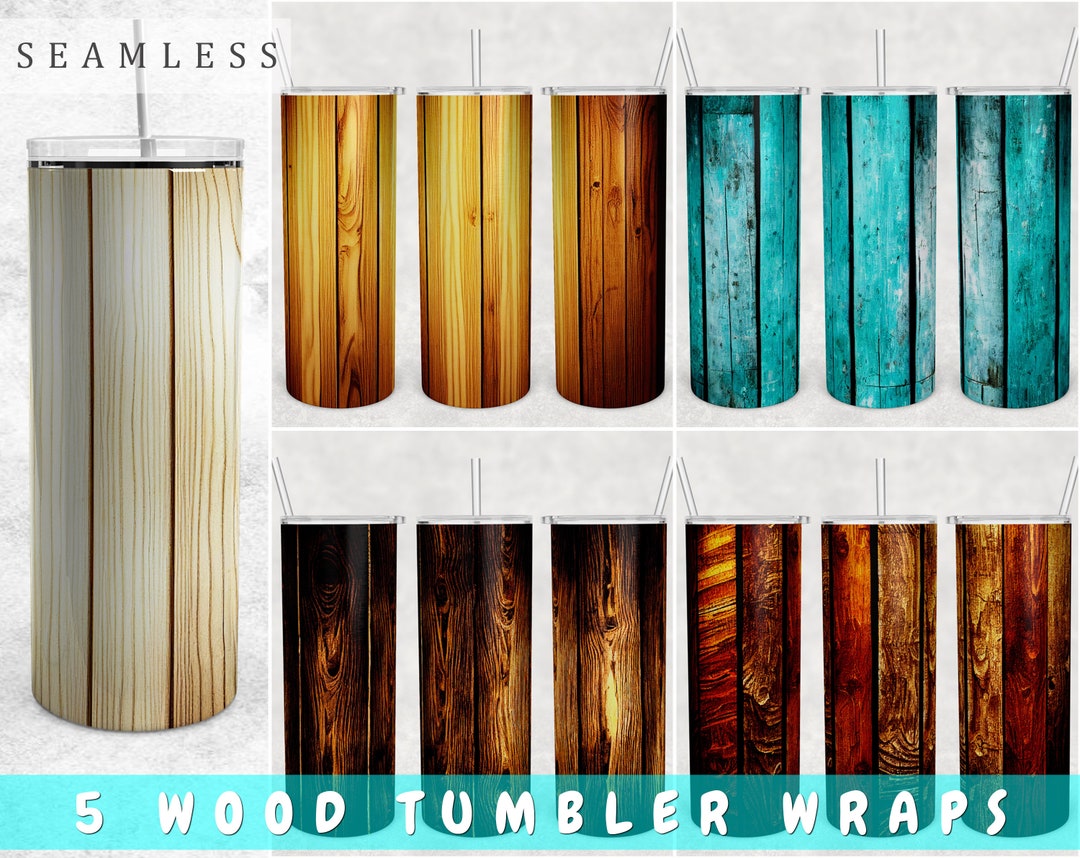 Wood Tumbler Wraps Bundle, 5 Designs, 20oz Skinny Tumbler PNG Files ...