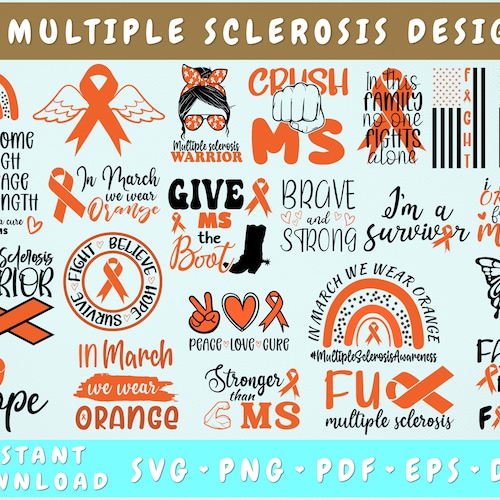 Multiple Sclerosis Awareness SVG Bundle 25 Designs Orange - Etsy
