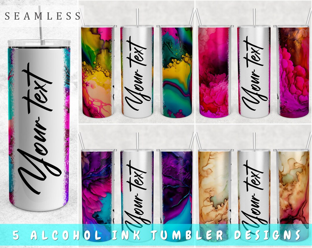 Customizable Alcohol Inks Tumbler Wraps Bundle, 5 Designs, 20oz Skinny ...