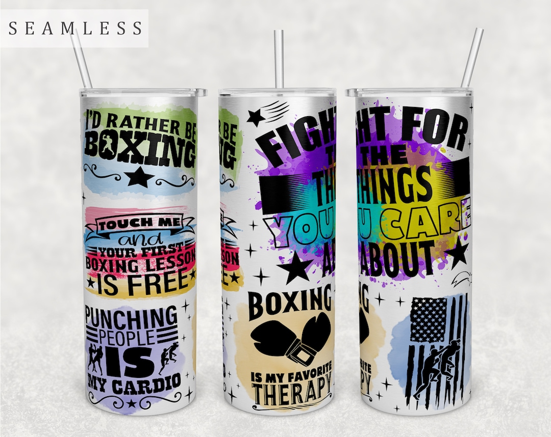 Boxing Quotes Tumbler Wrap, 20oz Skinny Tumbler PNG File, Seamless ...