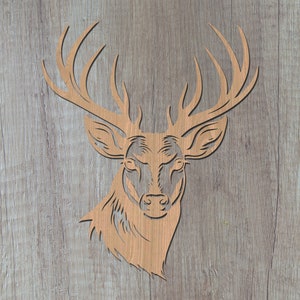 Deer Laser SVG Cut File, Deer Wall Art SVG, DXF, Eps, Deer Head Vector ...