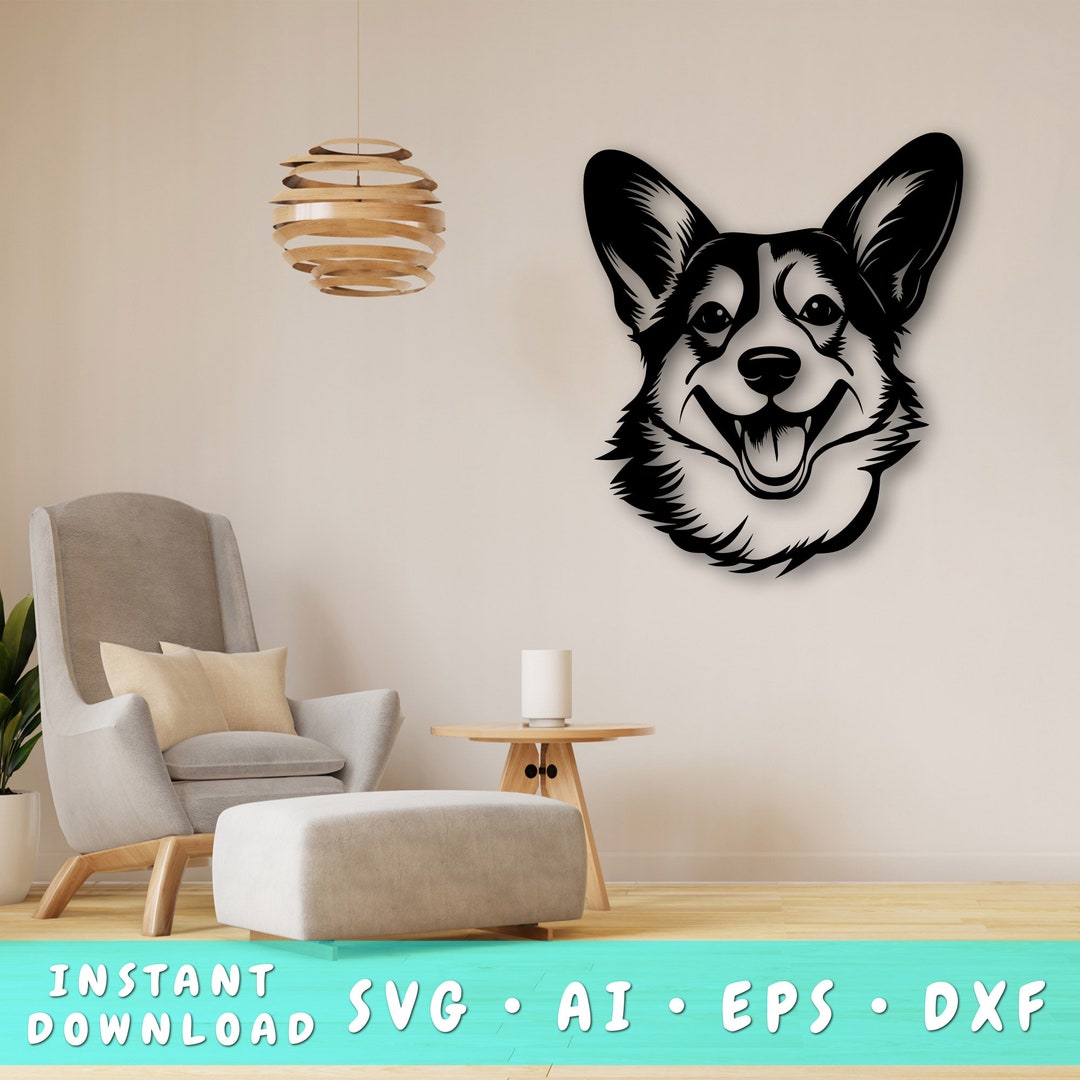 Corgi Laser SVG Cut File, Corgi Wall Art SVG, DXF, Eps, Corgi Vector ...