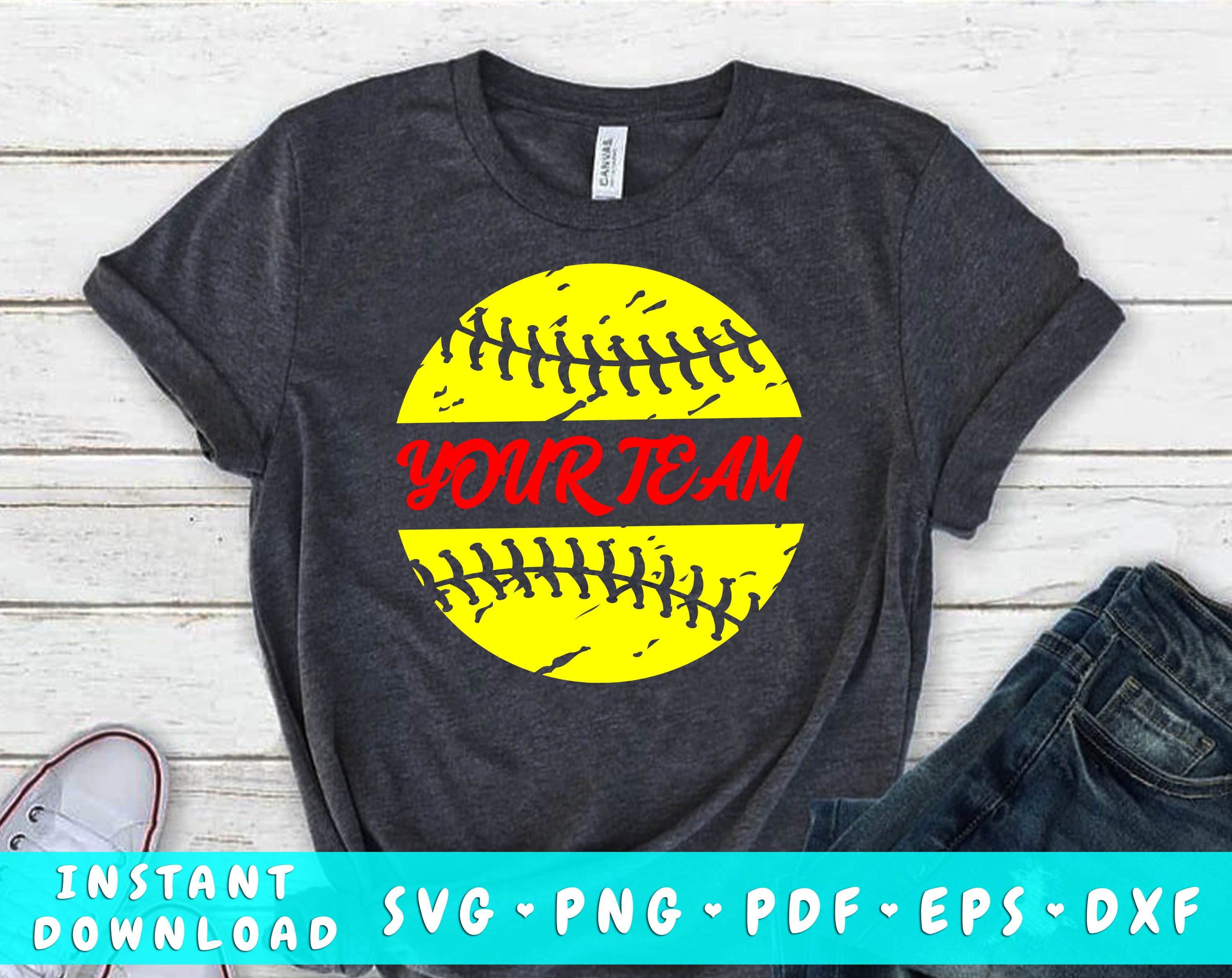 Softball Split Monogram SVG Softball Fan Svg Distressed | Etsy