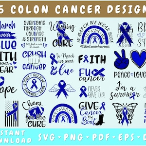 Colon Cancer Awareness SVG Bundle - 25 Designs, Colon Cancer Cut Files ...