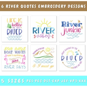 River Quotes Embroidery Designs Bundle, River Life Quotes, Nature ...