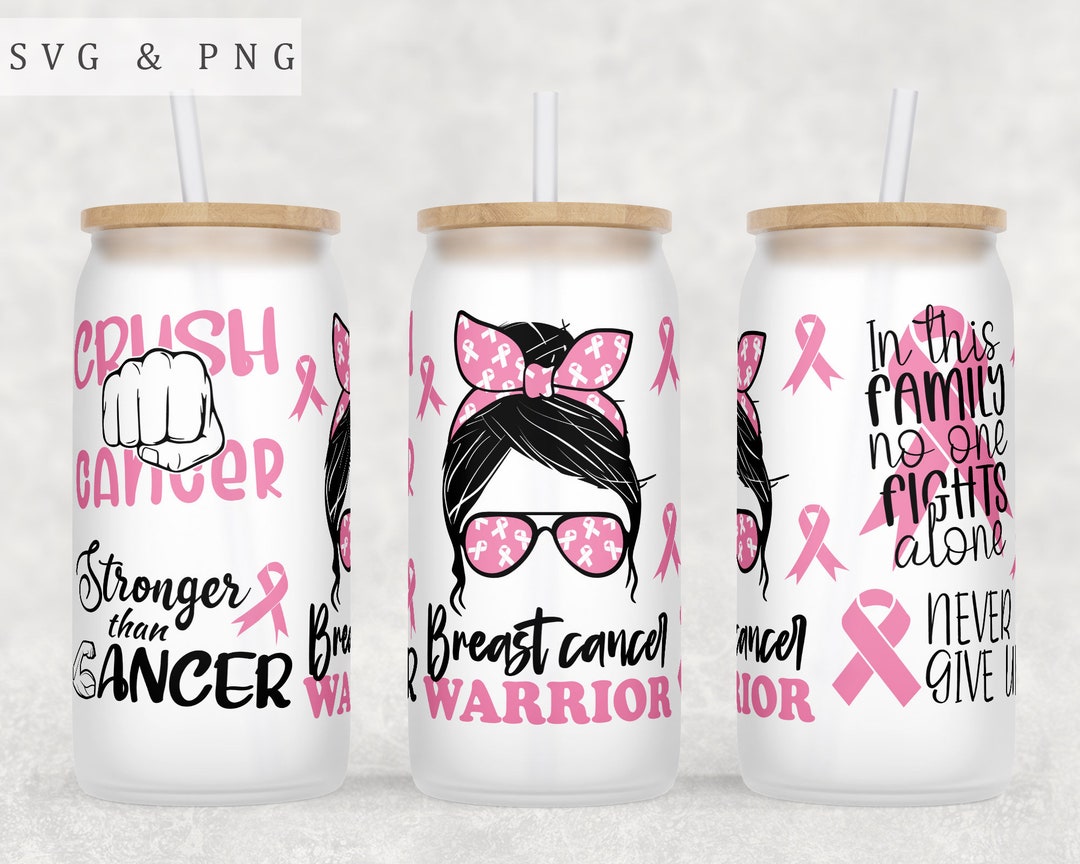 Breast Cancer Awareness Libbey Glass Can Wrap 16oz Glass Can - Etsy