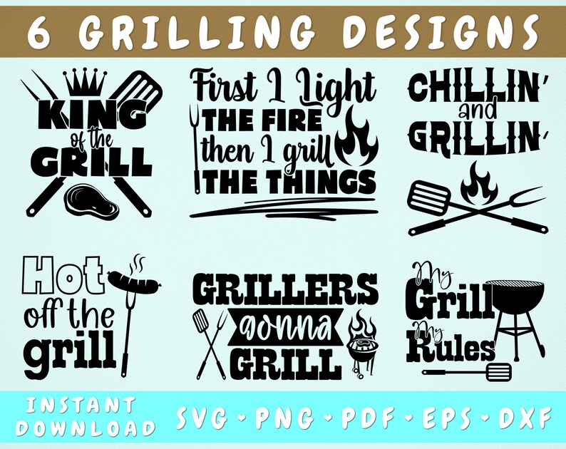 Grilling Quotes SVG Bundle 6 Designs Grilling Sayings SVG - Etsy