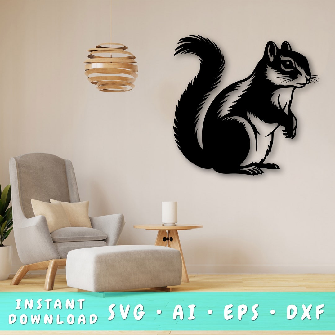 Chipmunk Laser SVG Cut File, Chipmunk Wall Art SVG, DXF, Eps, Chipmunk ...