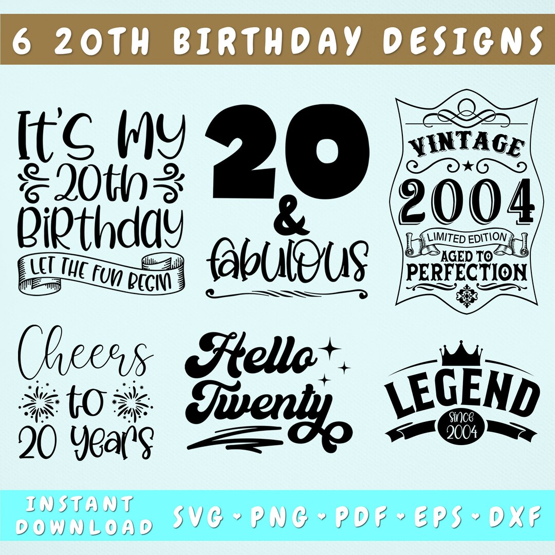 20th Birthday SVG Bundle, 6 Designs, 20th Birthday Shirt SVG, Hello ...