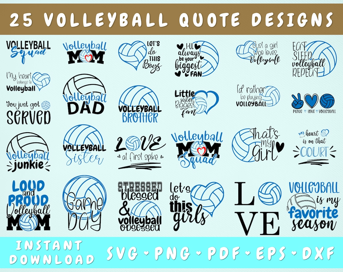 Volleyball Quote SVG Bundle, 25 Designs, Volleyball Cut Files, Love ...