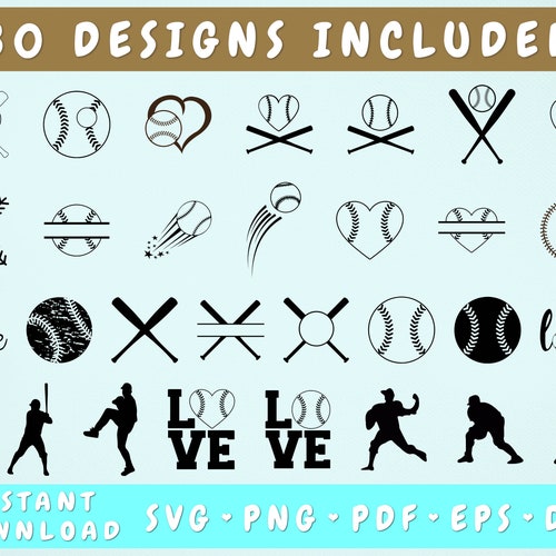 Baseball SVG Bundle Baseball Player Svg Pack Cut Files 15 - Etsy Canada