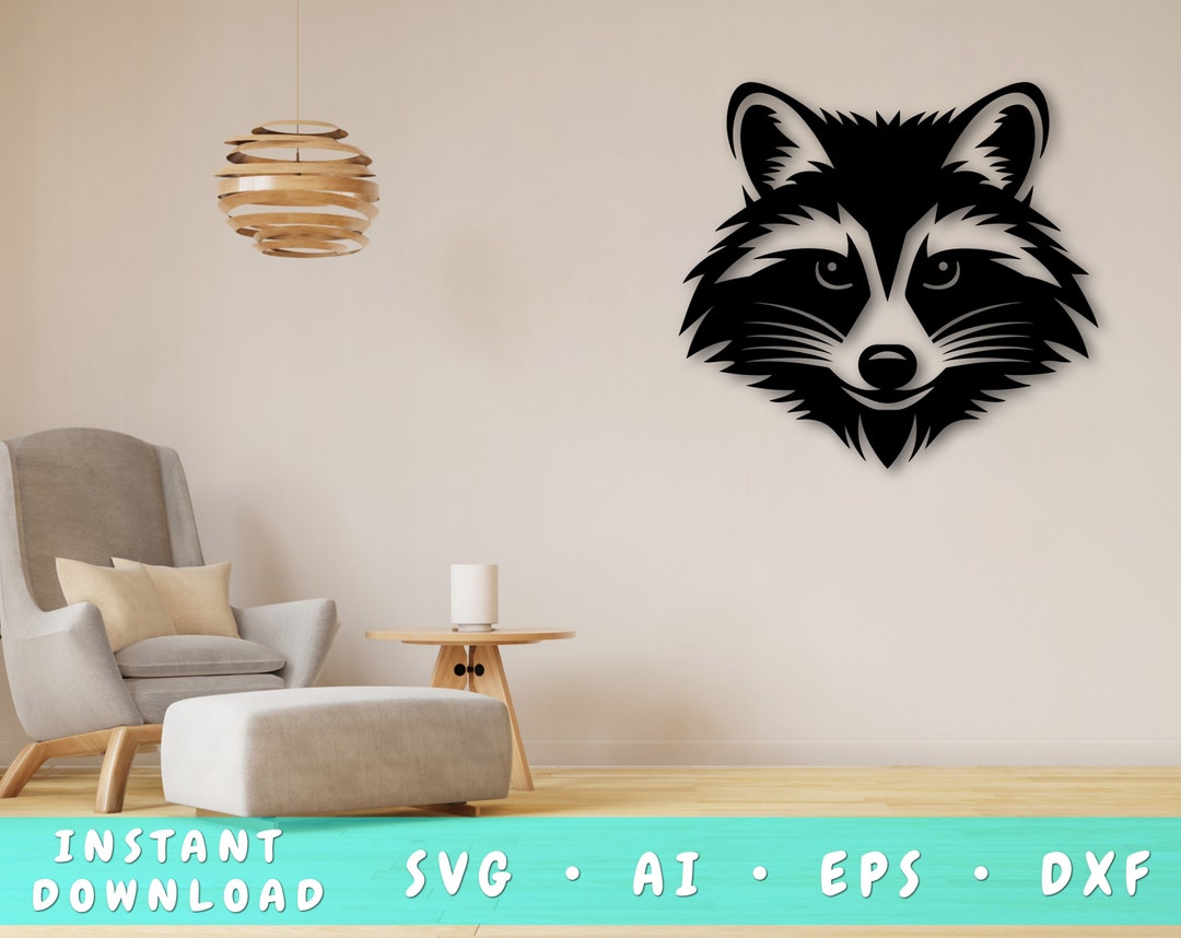 Raccoon Laser SVG Cut File Raccoon Wall Art SVG DXF Eps - Etsy