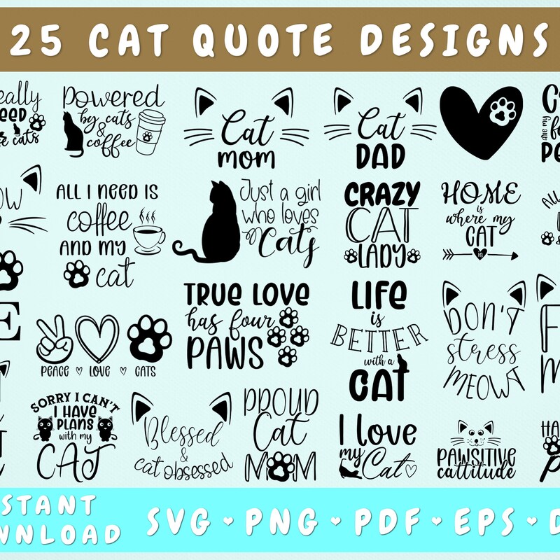 Cat Quotes Svg - Etsy