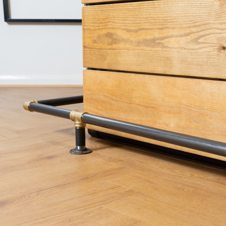 Bar/kitchen Corner Foot Rail | Industrial Raw Steel and Brass Pipe ...