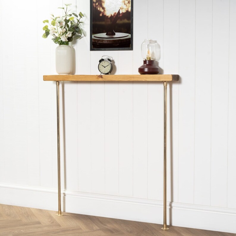 Radiator Table With Solid Brass Pipe Legs | Reclaimed Timber Style - Etsy