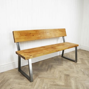 Classic Box Steel Bench With Reclaimed Wooden Seat and Back - Etsy