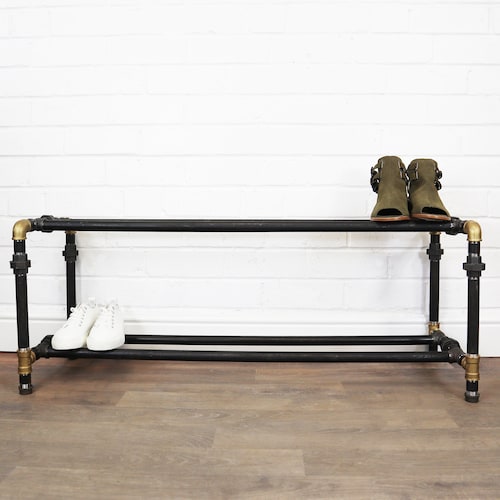 Industrial Two Tiered Shoe Rack Storage Made With Raw Steel | Etsy