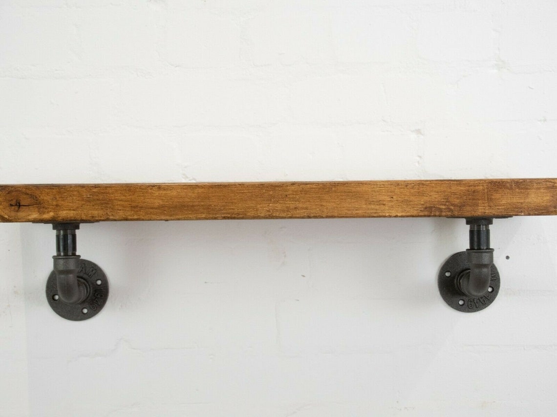 Industrial Steel Pipe Shelf Brackets Curved Style pair of - Etsy
