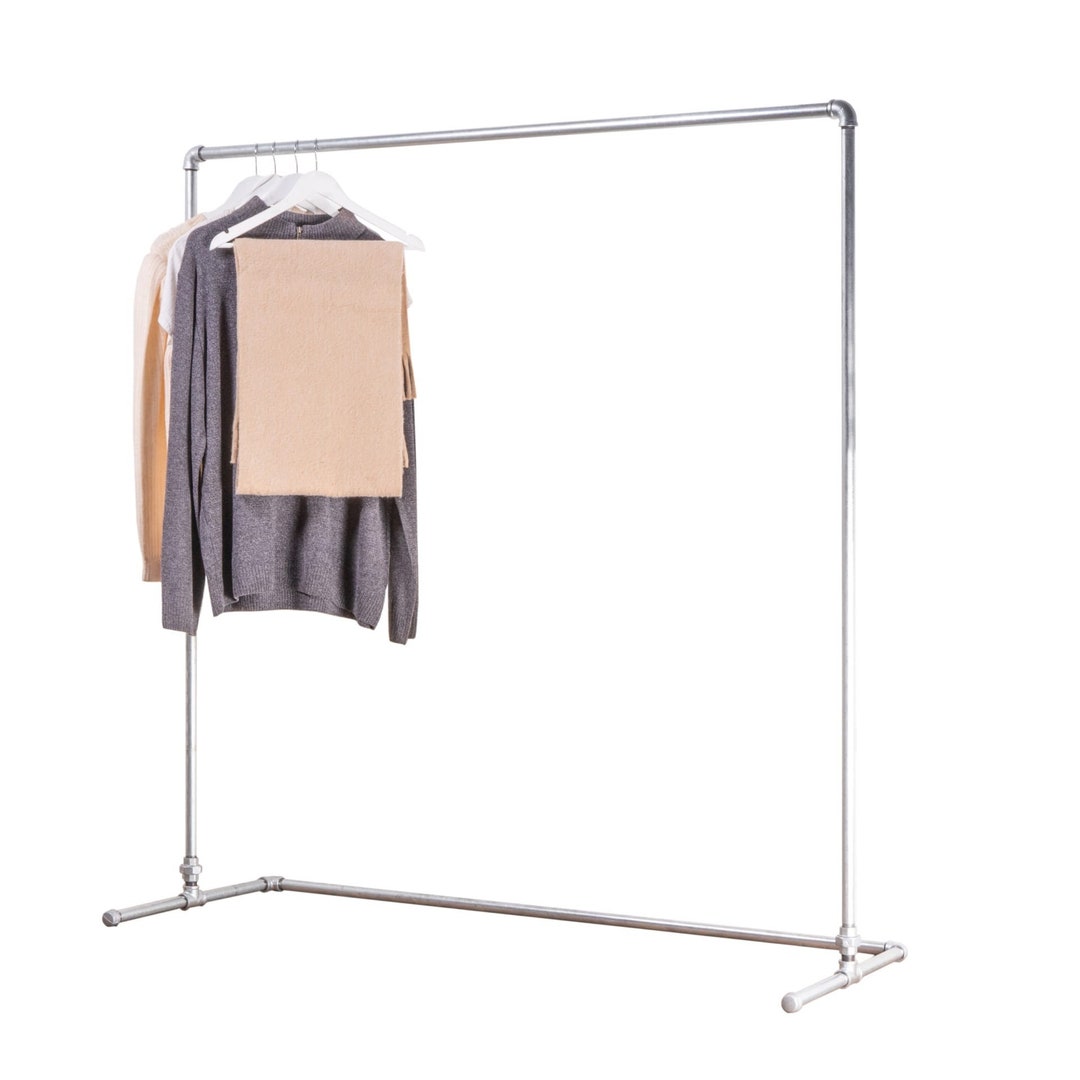 Free Standing Walk in Clothing Rail | Industrial Silver Pipe Style - Etsy
