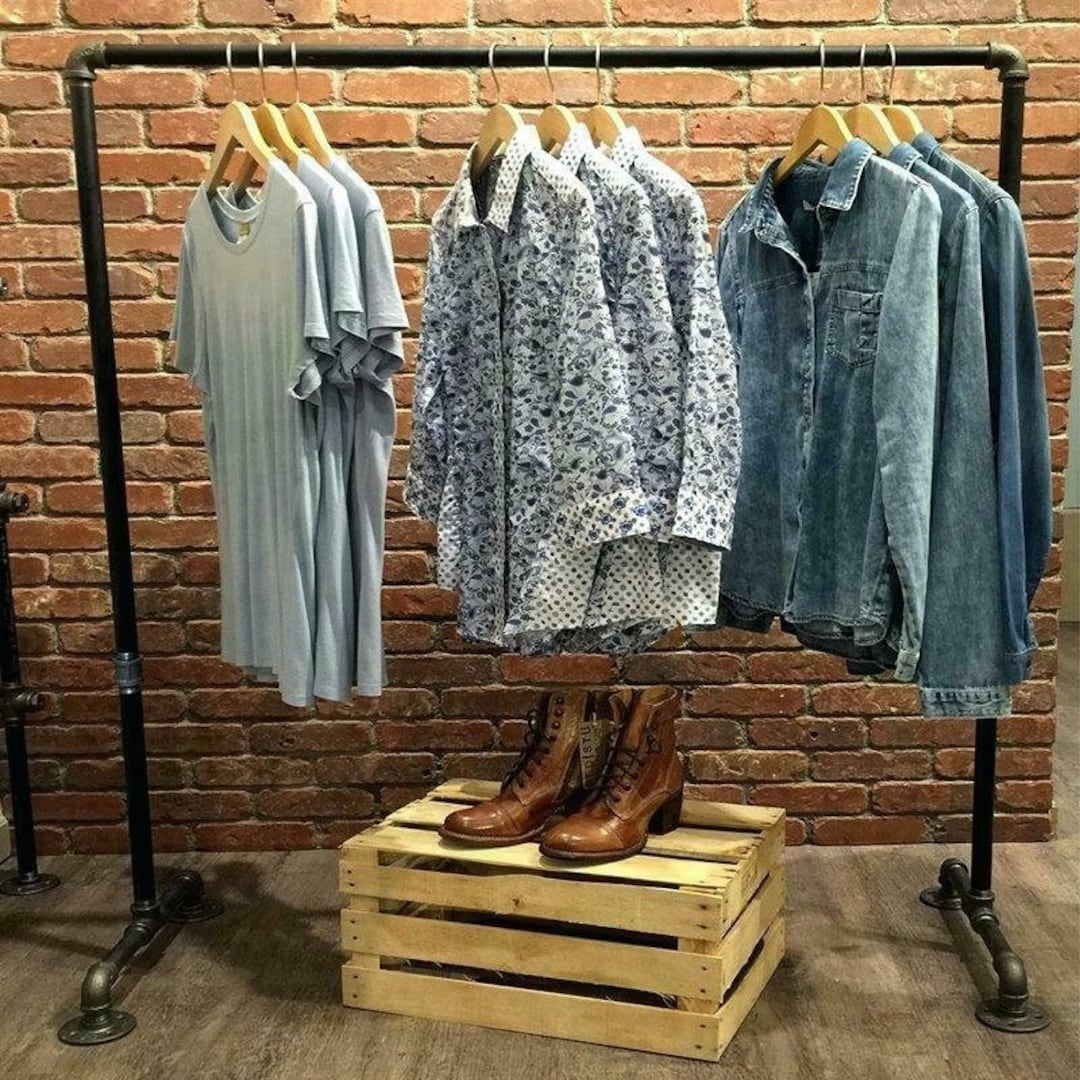 Freestanding Industrial Clothes Rail - Urban, Vintage, Steampunk ...