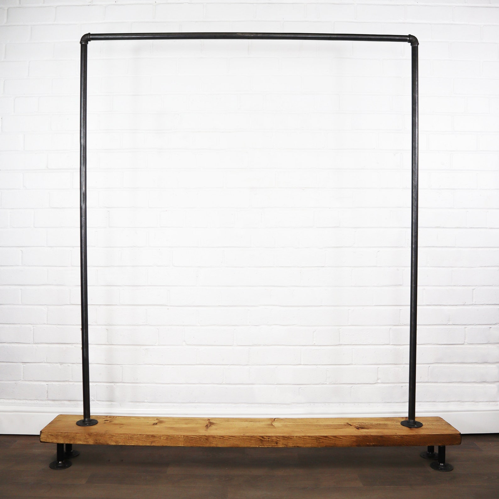 Free Standing Industrial Clothing Rail on Wooden Base Made - Etsy
