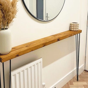 RUSTIC Console Table SLIMLINE With Hair Pin Legs | Reclaimed Timber ...