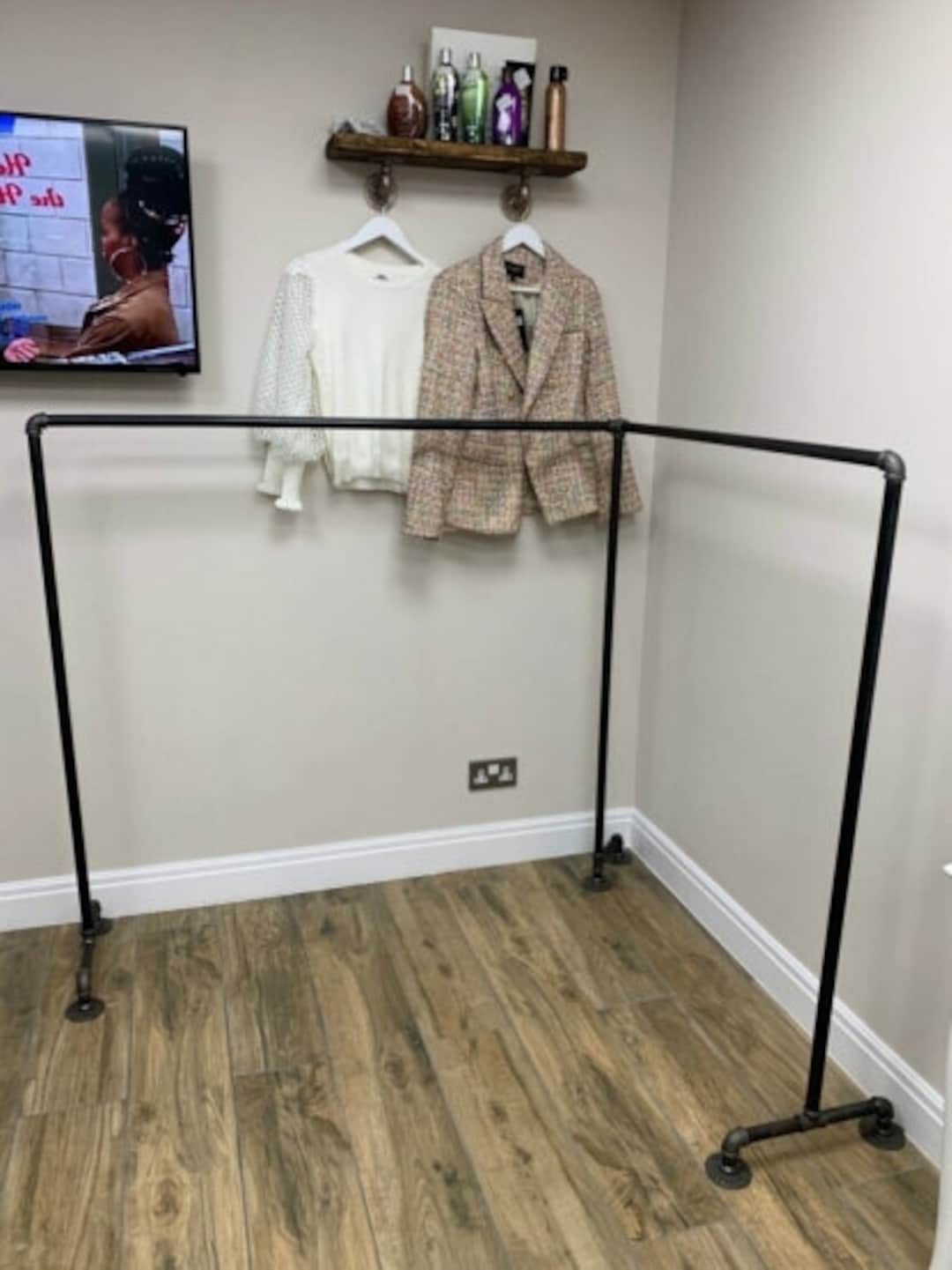 Free Standing Corner Clothes Rail Raw Steel Urban - Etsy