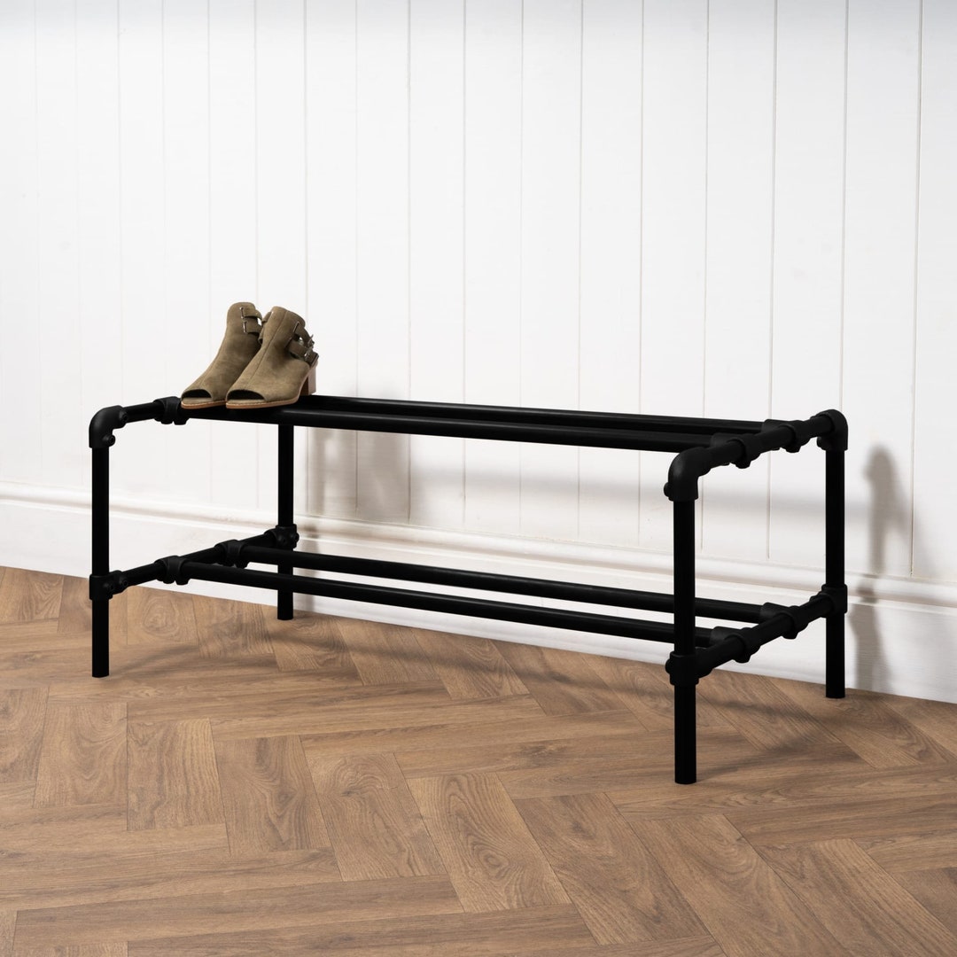 Two-tiered Shoe Rack | Powder Coated Key Clamp Pipe Style - Etsy