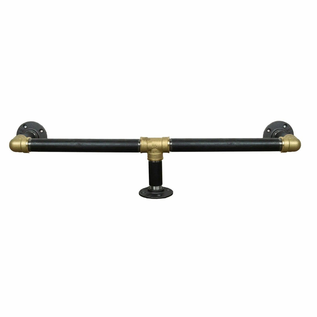 Bar/kitchen Foot Rail Made From Industrial Black Iron Pipe and Solid ...