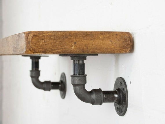 Industrial Steel Pipe Shelf Brackets Curved Style pair of - Etsy